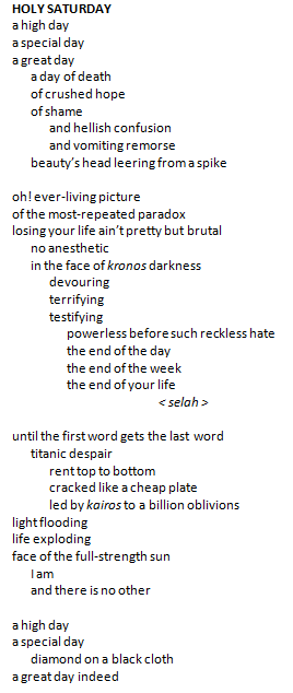 Holy Saturday – John Schwartz Poetry